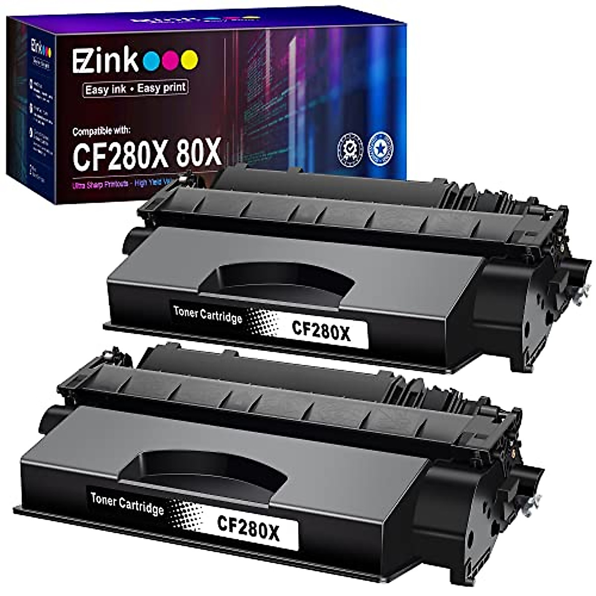 E-Z Ink (TM Compatible Toner Cartridge Replacement for HP 80X CF280X to use with Pro 400 M401n M401dne M401dw MFP M425dw MFP M425dn (Black, 2 Black) High-Yield