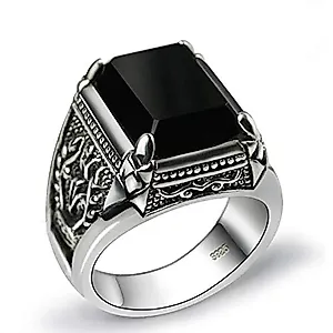 Project:Yourself 925 Sterling Silver Natural Black Obsidian Ring (9)