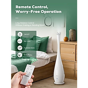 Aiheal Humidifier for Bedroom, 5L Cool Mist Floor Humidifiers for Large Room, Quiet Ultrasonic Humidifier with Smart Humidistat Mode and Essential Oil Diffuser, Baby Humidifiers with Sleep Mode, White