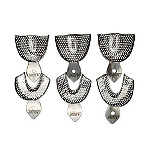 ARTMAN INSTRUMENTS Dental Impression Trays – Set of 6 Stainless Steel, Perforated, Autoclavable Trays (Small, Medium, Large) for Upper & Lower Teeth – Durable, Reusable, Rounded Margins for Comfort