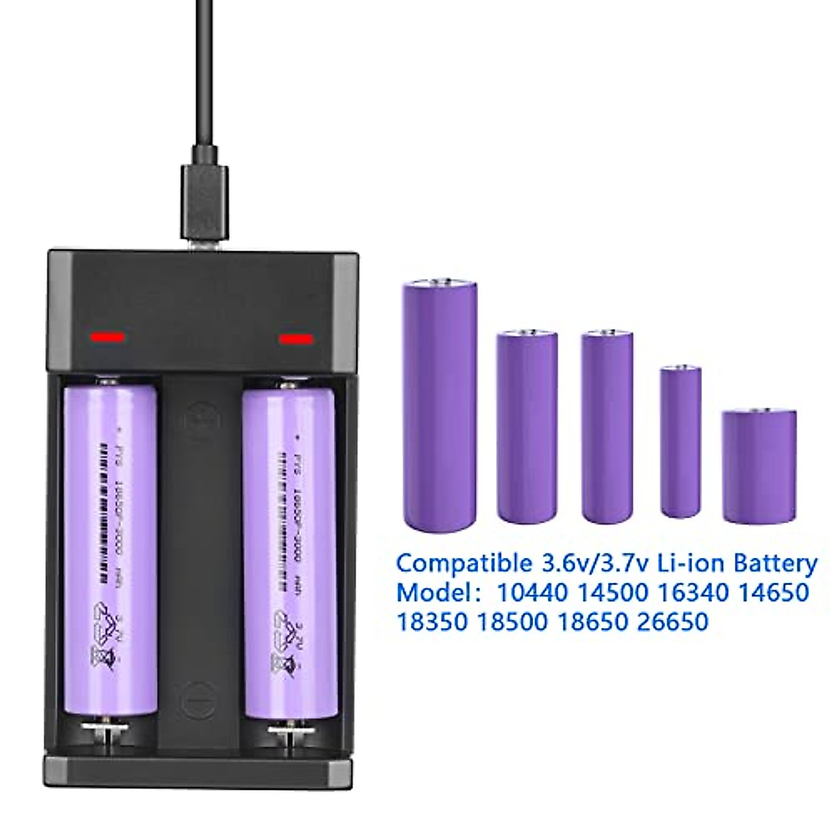 REACELL 18650 Lithium Battery Charger, Univerisal Lithium Charger for 3.7V 18350 26650 22650 21700 16340 14500 36650 Lithium Battery