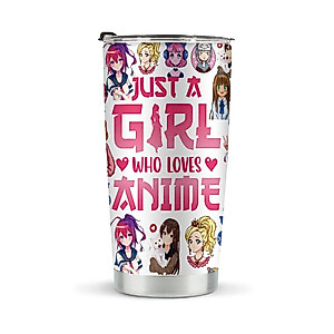 kdxpbpz Anime Gifts For Women, Anime Lover Gifts for Girls, Stainless Steel Tumblers 20oz, Birthday Kawaii Gifts for Anime Lovers - Just A Girl Who Really Loves Anime