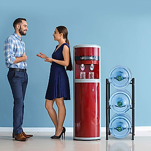 Water Bottle Storage Organizer 5 Gallon Water Bottle Jug Holder Rack, 3-Tier Stackable Water Dispenser Stand for Office Kitchen Lobby Foyer, Black