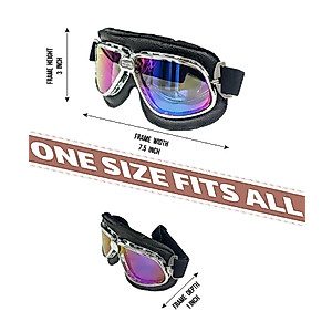 CRG Sports Motorcycle Goggle Aviator Pilot Style Cruiser Scooter Motocross Goggles for Men, Women, Adults