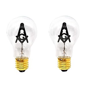 Mandala Crafts 3W Freemason Lightbulb Freemason Gifts for Men - Scottish Rite Shriners Prince Hall Masonic Gifts for Men – 2 PCs Freemason Square and Compass Emblem Light Bulb for Lodge Altar Decor