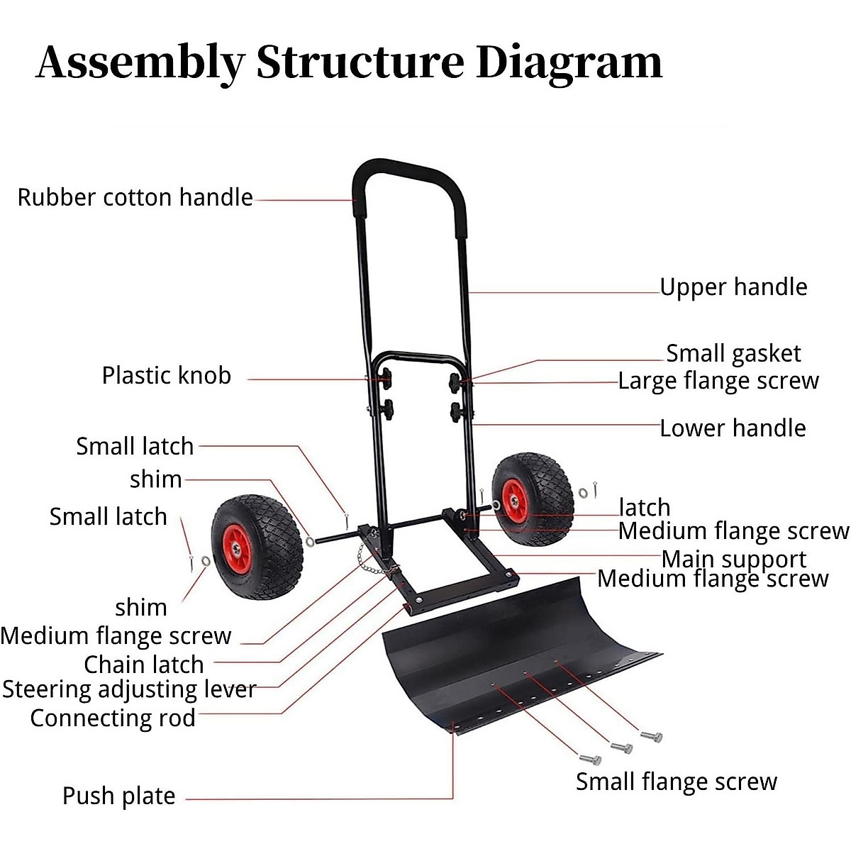 Snow Plow Snow Dump Snow Shovel with Wheels, Shovel Wheeled Snow Pusher ...