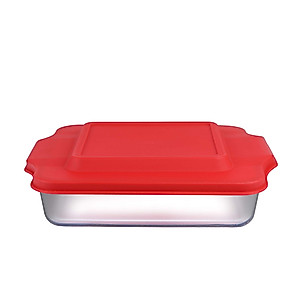 Bovado USA 8” x 8” 1.5 Quart Square Dish for Storage, Mixing, Serving - Dishwasher, Freezer & Oven Safe Glass, Easy-Clean, Clear with Lid, Pack of 1