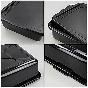 Kekow Plastic Bus Box with Lid, Commercial Bus Tubs with Handle, 3-Pack, Black