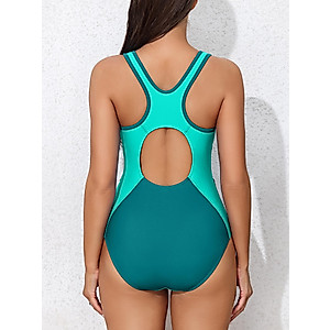ATTRACO One Piece Swimsuit for Women Athletic Swim Suits for Lap Swimming Training Turquoise