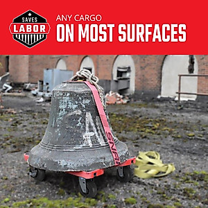 SNAP-LOC, All Terrain 4 Wheel Heavy Duty Dolly Cart, 6 Inch Casters, E Strap Attachment Included, 1,500 lb Capacity, Made in USA, Black