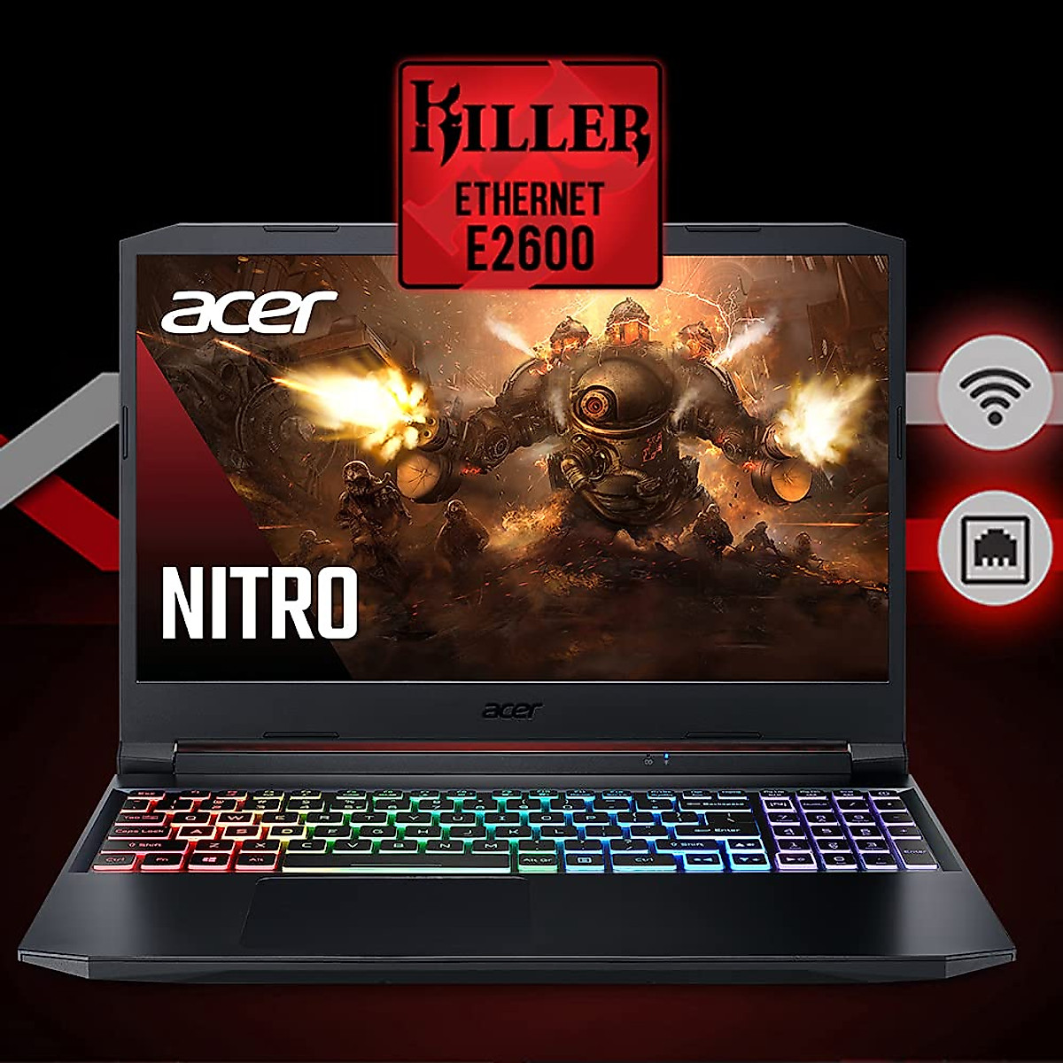 Acer Nitro 5 AN515-45-R21A Gaming Laptop, AMD Ryzen 5 5600H Hexa-Core Processor | NVIDIA GeForce RTX 3060 GPU | 15.6" FHD 144Hz IPS Display | 16GB DDR4 | 512GB NVMe SSD | WiFi 6 | RGB Keyboard