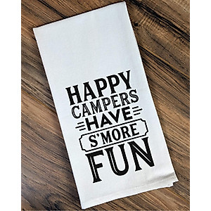 Flour Sack, Dish Kitchen Towel - Happy Campers Have Smore Fun