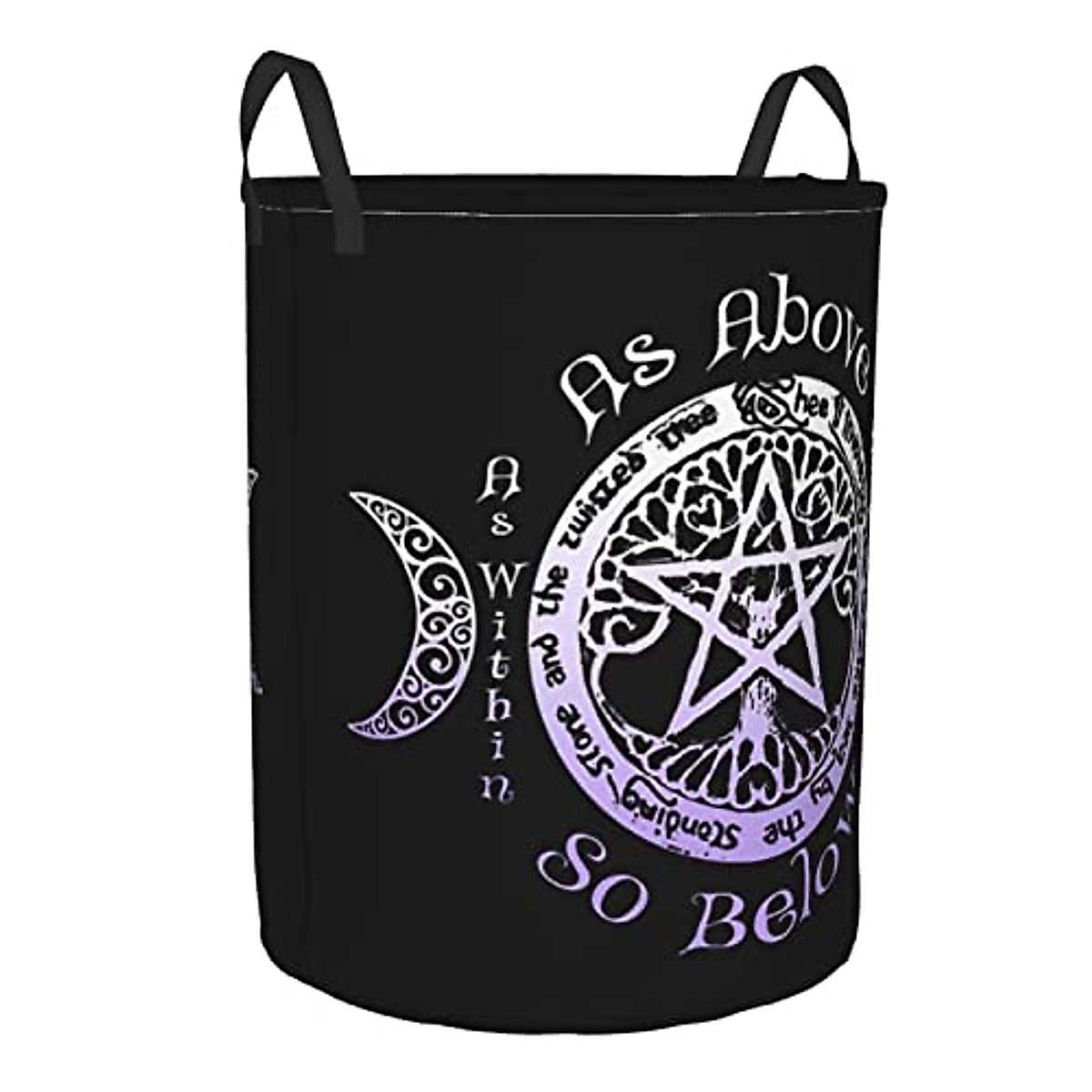 Waterproof Wiccan Pagan Witch Tripple Moon Pentagram Circular Hamper Round Laundry Baskets Foldable Laundry Bags For Family/Kids/Bathroom/Bedroom/Dorm Medium