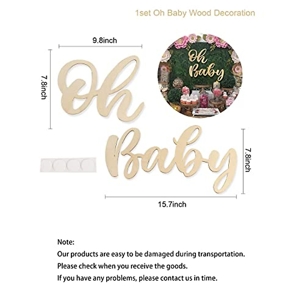 Wood Baby Sign Baby Shower Banner for 1st Birthday Backdrop, Baby Party Sign Wooden Cutout Nursery Decor, Baby Party Banner Event Decorations for Gender Reveal Backdrop ,Baby Announcements