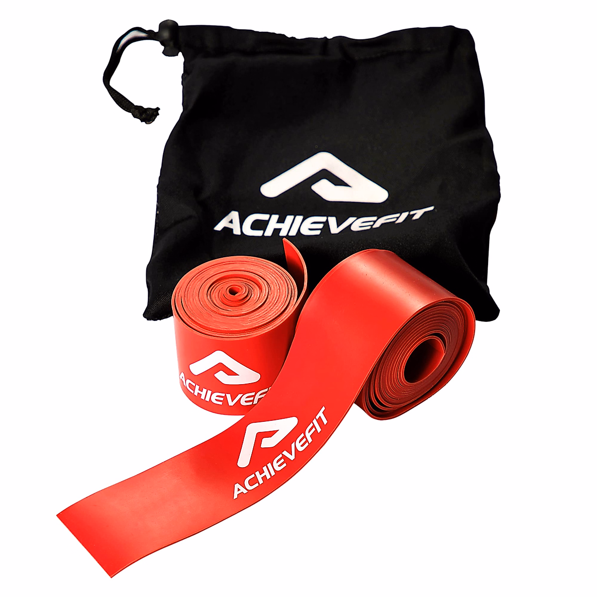 ACHIEVE FIT Muscle Compression Floss Bands - Therapy Rehab Band for Increasing Mobility - Recovery Fitness Bands for Tack and Flossing - Includes Nylon Travel Pouch Bag (2X Red 7' x 2" X 1.5 MM)