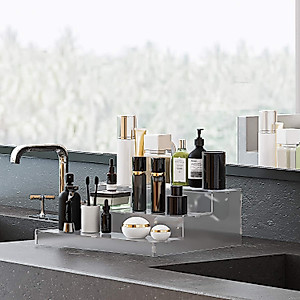 evron Pantry Organization and Storage Clear Acrylic Spice Rack Organizer for Cabinet & Countertop (ASSEMBLY REQUIRED) 3 Tier Organizer Versatile Tierd Shelf Organizer 10.5 in