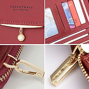 Valentoria Small Crossbody Bag Cell Phone Purse Wallet Leather Card Slot Clutch for Women Burgundy