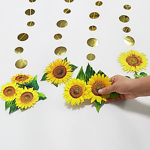 Cheerland Sunflower Party Decorations Artificial Sunflowers Garland Banners Hanging Streamers Home Decor for Wedding Bridal Shower Classroom Office Sun Flower Birthday Party Decorations- Pack of 12