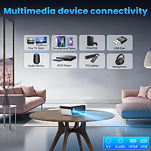 Outdoor Projector, Mini Projector with 100" Screen, 1080P and 240" Supported Movie Projector 7500 L Portable Home Video Projector Compatible with Smartphone/TV Stick/PS5/PC/Laptop