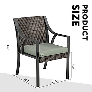 HAPPATIO Outdoor Wicker Chair,All-Weather Wicker Rattan Patio Dining Chair with Removable Cushions,Set of 6 for Outdoor Lawn Garden Backyard (Green)