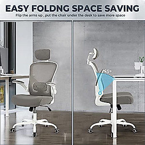 COLERLINE Home Office Chair Ergonomic Swivel Task Desk Chair Adjustable Headrest with Flip-Up Arms, Tilt Function, Lumbar Support & PU Wheels, Swivel Computer Task Chair for Men Women Adults 300lbs