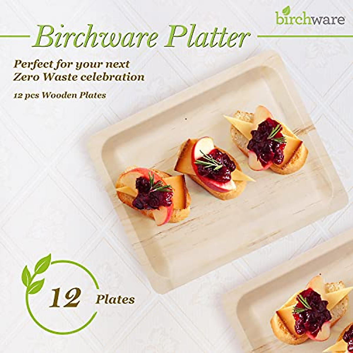 Birchware 50 - Large Compostable Wooden Platter, Party and Craft Supplies
