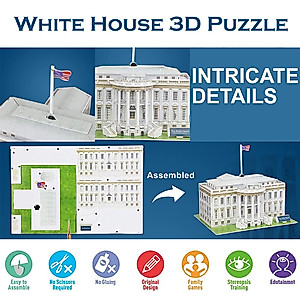 Liberty Imports The White House 3D Puzzle - Architectural Puzzles for Adults and Kids - Building Model DIY Kit, 35 Pieces