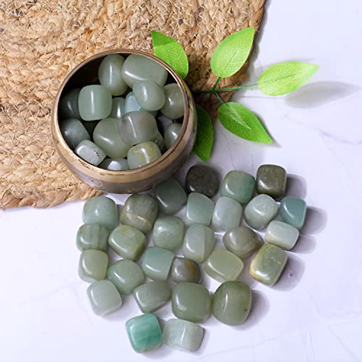 Green Jade Natural Gemstones - Tumbled Crystals - Positive Crystals - Small Crystals Bulk - Stone Chakra Set - Healing Reiki Crystals - Stone to Decoration - Smooth Stones