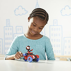 Spider-Man Marvel Spidey and His Amazing Friends Miles Morales Action Figure and Techno-Racer Vehicle, for Kids Ages 3 and Up