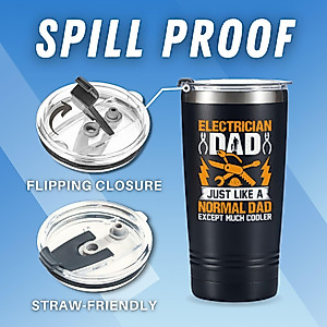 Onebttl Electrician Gifts Tumbler Travel Coffee Mug, for Dad, Husband, Father's Day, Birthday, Stainless Steel Insulated 20oz/590ml - Electrician Dad