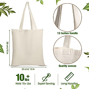 Reginary 36 Pack 13 x 15 Inch Cotton Canvas Tote Bag Bulk with Handles Blank Shopping Bag for Crafts Lightweight Economical Reusable Grocery Cloth Bags for DIY Advertising Activity Gift