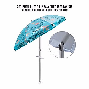 Hurley 7' Beach Umbrella, State Beach Aqua