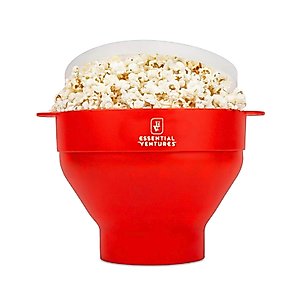 Popcorn Popper - Silicone Microwave Collapsible Popcorn Popper - Red Popcorn Popper Bowl - Christmas Popcorn Gift