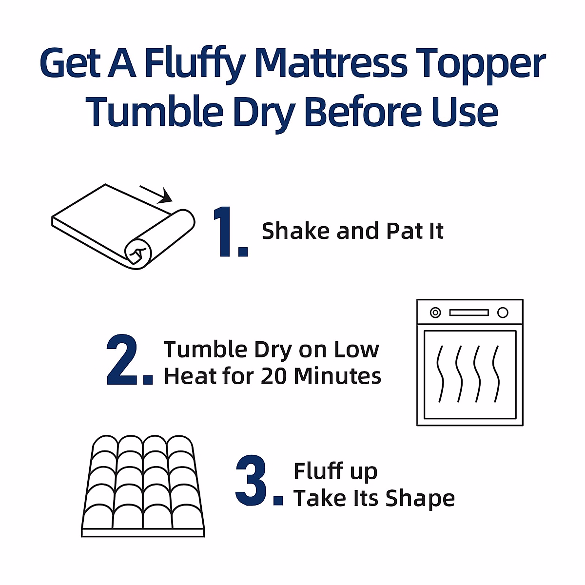 Mattress Topper Full for Back Pain, Extra Thick Mattress Pad Cover, Plush Pillow Top, Deep Elastic Pocket, White