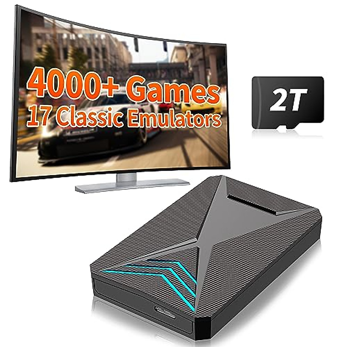 Retro Game Console - Plug and Play Video Game Console,Compatible with 17 Emulators,2T Portable External Hard Drive for Win PC/Laptop with PC/3D Games