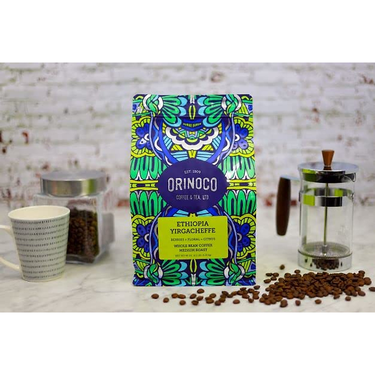 Orinoco Ethiopian Yirgacheffe 2.5lb bag, Medium Roast, Whole Bean Coffee, 100% Arabica beans