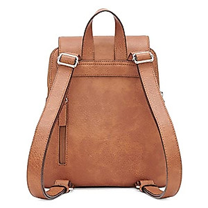 Calvin Klein Women's Reyna Novelty Key Item Flap Backpack, Caramel Mix, One Size