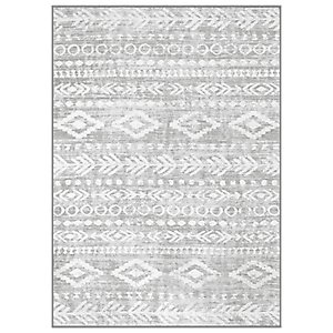 Lahome Boho Moroccan Area Rugs 5x7, Washable Grey Rugs for Bedroom Non-Slip, Low-Pile Soft Tribal Print Living Room Rug, Non-Shed Neutral Geometric Indoor Carpet for Office Playroom Dining Room