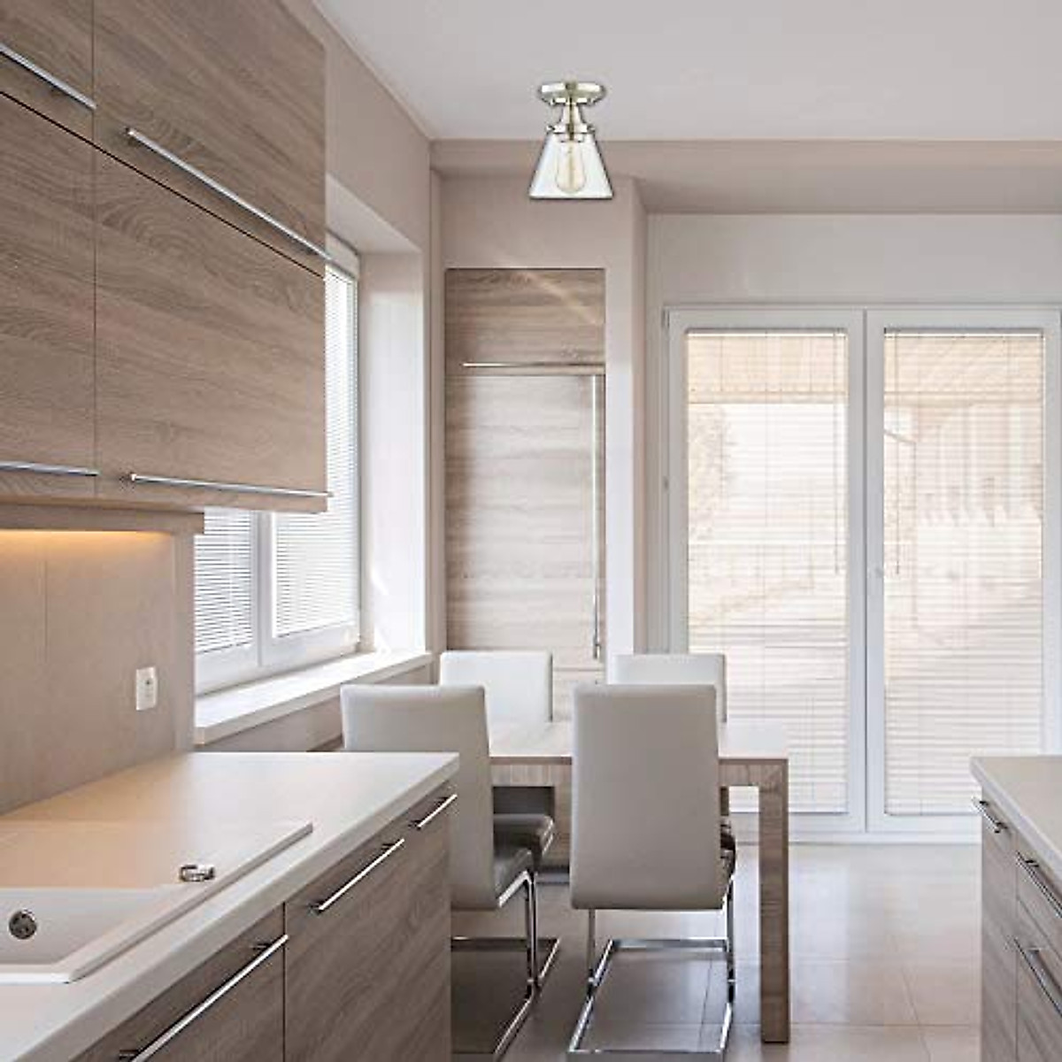 WISBEAM Semi Flush Mount Ceiling Light Fixture, E26 Medium Base, Metal Housing with Clear Glass, ETL Rated, Bulbs NOT Included, 2-Pack