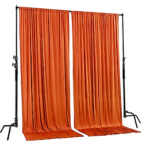 AK TRADING CO. 10 feet x 10 feet IFR Polyester Backdrop Drapes Curtains Panels with Rod Pockets - Wedding Ceremony Party Home Window Decorations - Orange