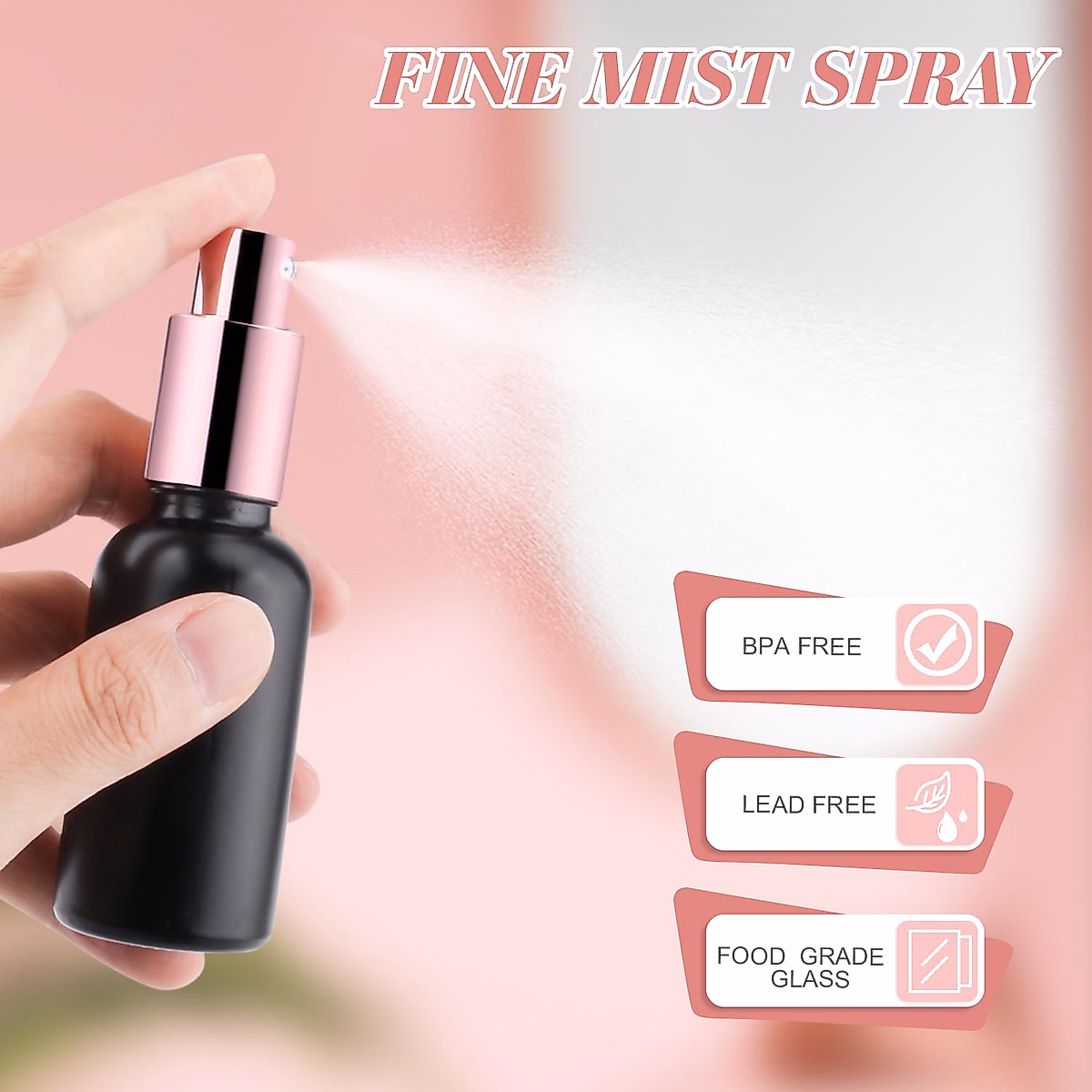 DMuuuDM 6 Pack 1 Oz Black Frosted Glass Spray Bottles,Empty Perfume Fine Mist Atomizer,Essential Oils,Body Sprays-Funnel&Pipette Included