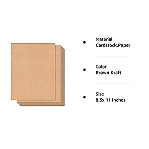 Brown Kraft Cardstock Thick Paper 100 Sheets, Ohuhu 8.5" x 11" Heavyweight 80lb Cover Card Stock for Crafts and DIY Cards Making