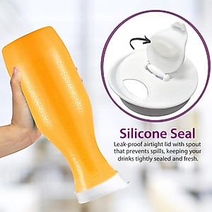 DilaBee Plastic Water Pitcher With Lid (32 Oz) Round Carafe Pitchers for drinks, Milk, Smoothie, Iced Tea, Mimosa Bar - Juice Containers with Lids for Fridge - BPA-Free (2-Pack) - Not Dishwasher Safe