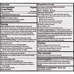 Bayer Back & Body Extra Strength Aspirin, 500mg Coated Tablets, Fast Relief at the Site of Pain, Pain Reliever with 32.5mg Caffeine, 100 Count