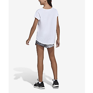 adidas Girls' Printed Woven Shorts, Black, Large