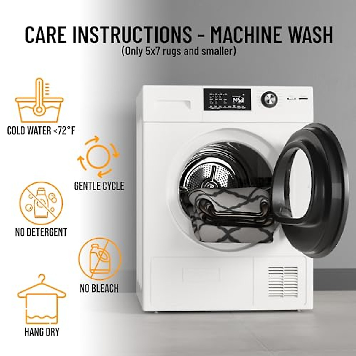 Machine Washable Moroccan Trellis Design Non-Slip Rubberback 2x5 Traditional Indoor Runner Rug for Hallway, Kitchen, Bedroom, Entryway, 20" x 59", Dark Gray