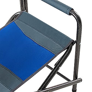 YISH W24178768 Portable Folding Compact Lawn Storage Pockets, Heavy Duty Lightweight Beach Chairs for Outdoor Camping Hiking Picnics Fishing Travel, Blue&Gray