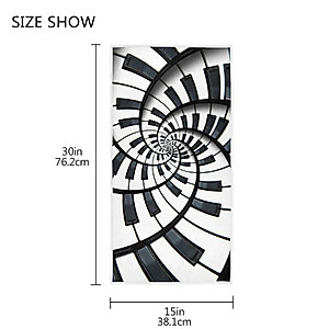 QUGRL Piano Keyboard Fractal Spiral Kitchen Hand Towels Music Theme Dish Cloth Fingertip Towel for Bathroom Decor 16x30 in Soft Quality Premium Guest Washcloths for Hotel Spa Gym Sport