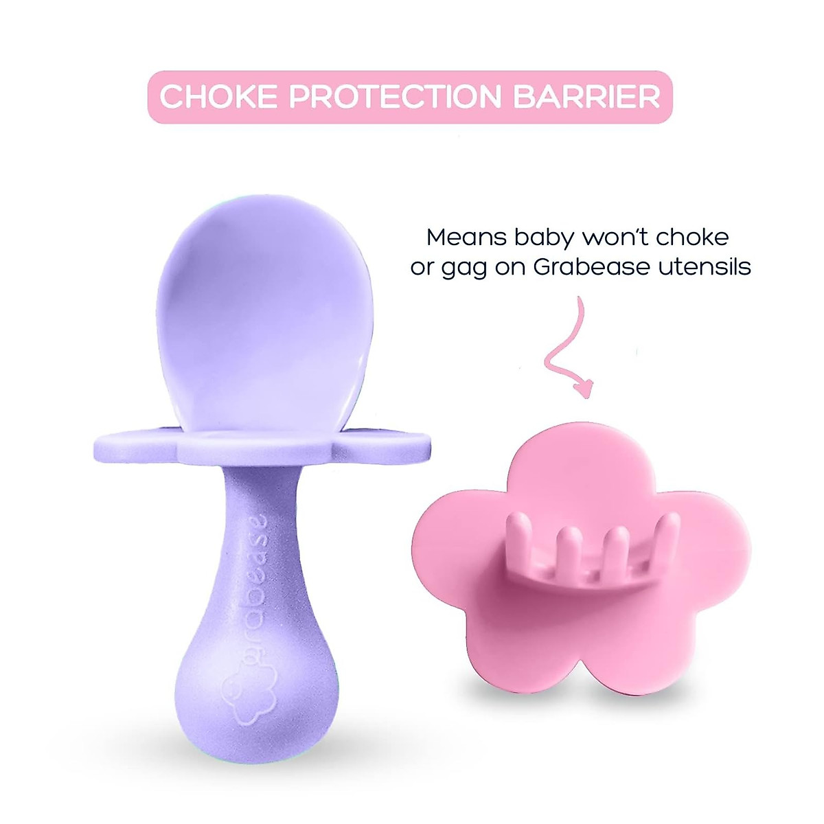 Grabease Baby Spoons Baby Led Weaning Supplies Toddler Forks Baby Feeding, BPA-Free & Phthalate-Free for Baby & Toddler, 2 Sets, Blush and Lavender