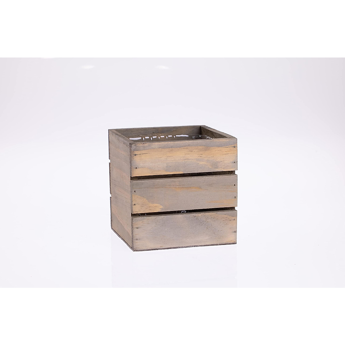 Wood Planter Box with Wine Crate Styled, 5 Inch Square, Rustic Barn Wood, Plastic Liner, Wedding Flowers Holder, Home and Venue Decor, (5x5 Wine Crate Set of 4)